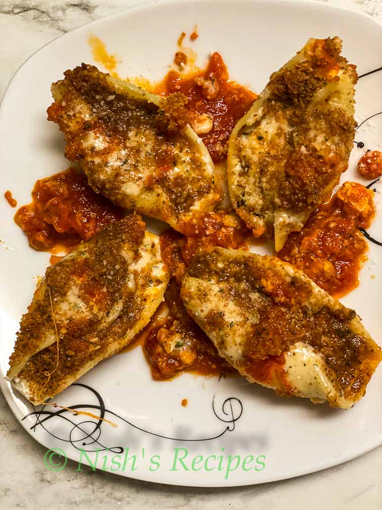 Giant Cheese Stuffed Shells » Nish's Recipes » Pasta » Giant Shell Pasta